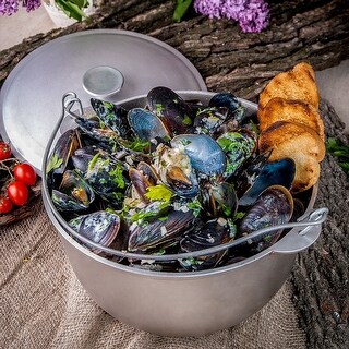 BIOL - 6.6 Gal Aluminum Kazan Cooking Pot for Jambalaya, Pilaf - Bed ...