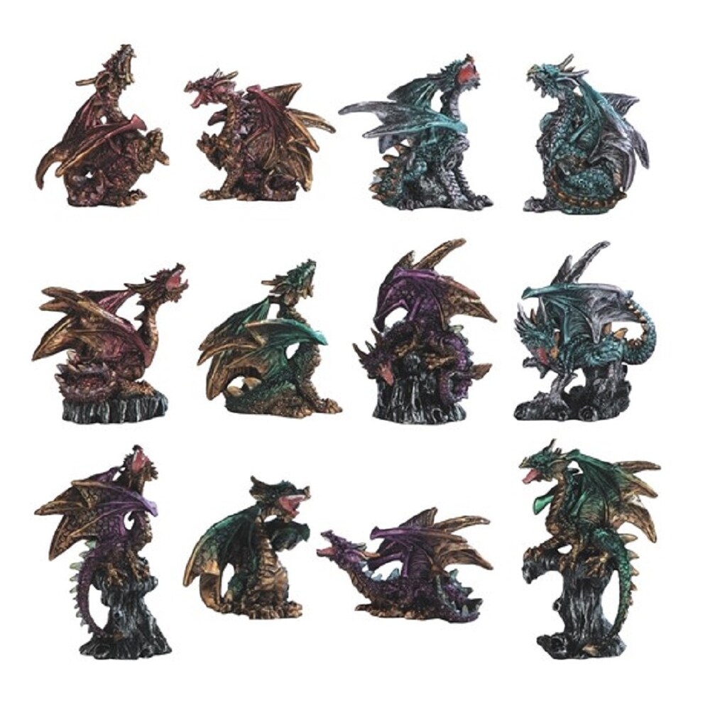 Q-Max 12-Piece Medieval Miniature Dragons in Different Poses and Color ...