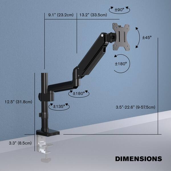 ProMounts Landscape to Portrait Single Monitor Arm for 13" - 32 ...