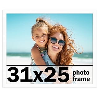 31x25 Frame White Solid Wood Picture Frame Includes UV Acrylic Shatter ...