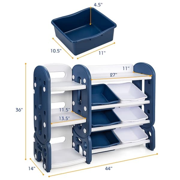 Children Multilayer Organizer Flexible Shelf Bookcase with 6 Boxes ...