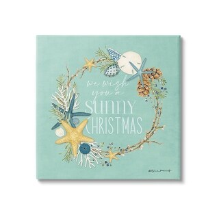 Stupell Wish You A Sunny Christmas Wreath Canvas Wall Art by Stephanie ...