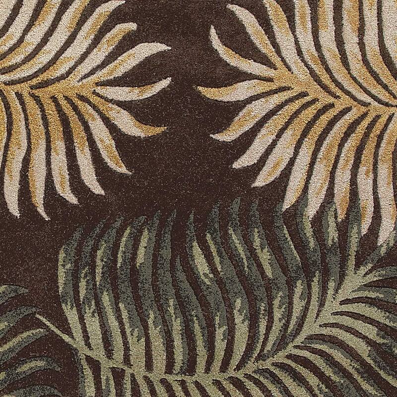 HomeRoots 3'x4' Espresso Brown Hand Tufted Tropical Leaves Area Rug - 3 ...