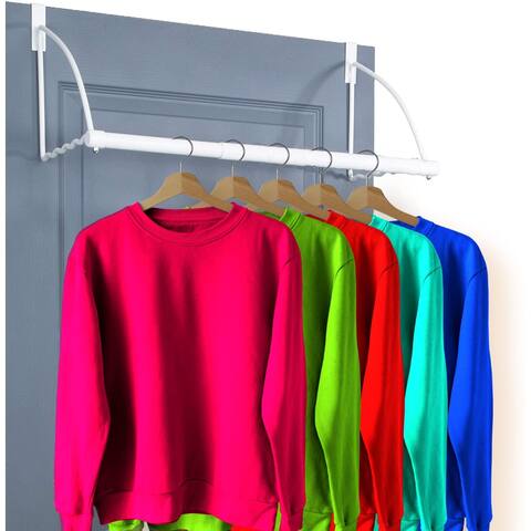 Over the Door Closet Valet with Hanging Bar Expandable 18" - 24" L x 10 ...