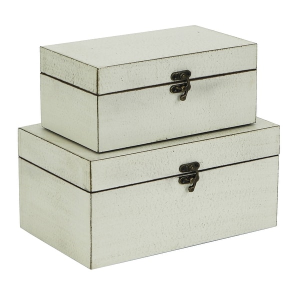 Cheungs Set of 2 Distressed White Treasure Box - Bed Bath & Beyond ...