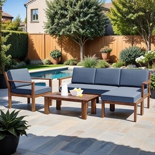 Patio Multi-Person Conversation Sofa Sets with Small Table, Grey - Bed ...