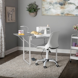 Alpha Sewing Craft Table with Bonus LED Lamp, White/Grey by Sew Ready ...