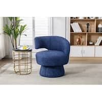Chenille Swivel Barrel Chairs Navy Cuddle Semi-connected Accent ...
