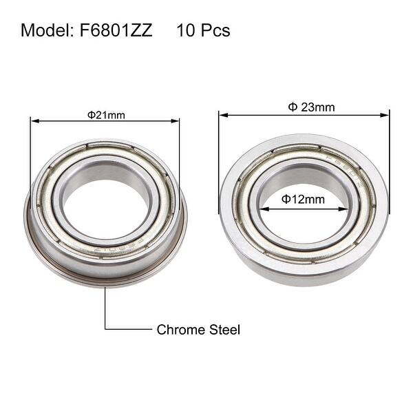 F6000ZZ Flange Ball Bearing 10x26x8mm Shielded Chrome Bearings 10pcs ...