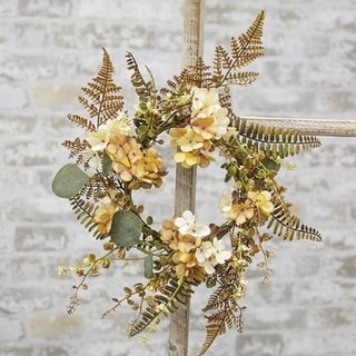 Ivory/Tan Hydrangea Candle Ring 12" - 12"W x 12"H x 3"L - Bed Bath ...