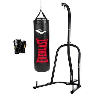 Everlast Powder Coated Steel Heavy Bag Stand with Punching Bag & Boxing ...