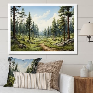 Designart "Pine Tree Whispering Pines II" Tree Pine Framed Canvas Wall ...