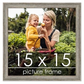 15x15 Distressed/Aged Contrast Grey Complete Wood Square Picture Frame ...