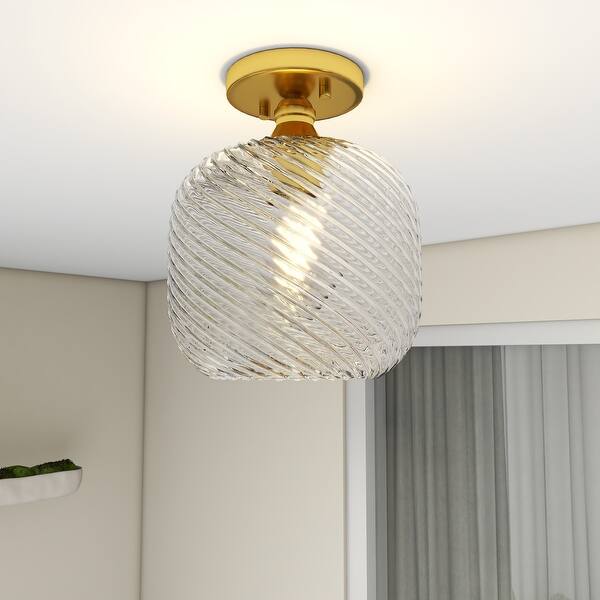 1-Light Textured Glass Shade Ceiling Light - φ7.88"x9.49" - Bed Bath ...