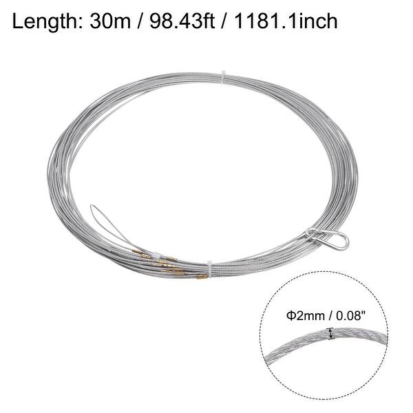 Deep Well Measuring Rope 30m Steel Wire Galvanized Silver Tone - Silver ...