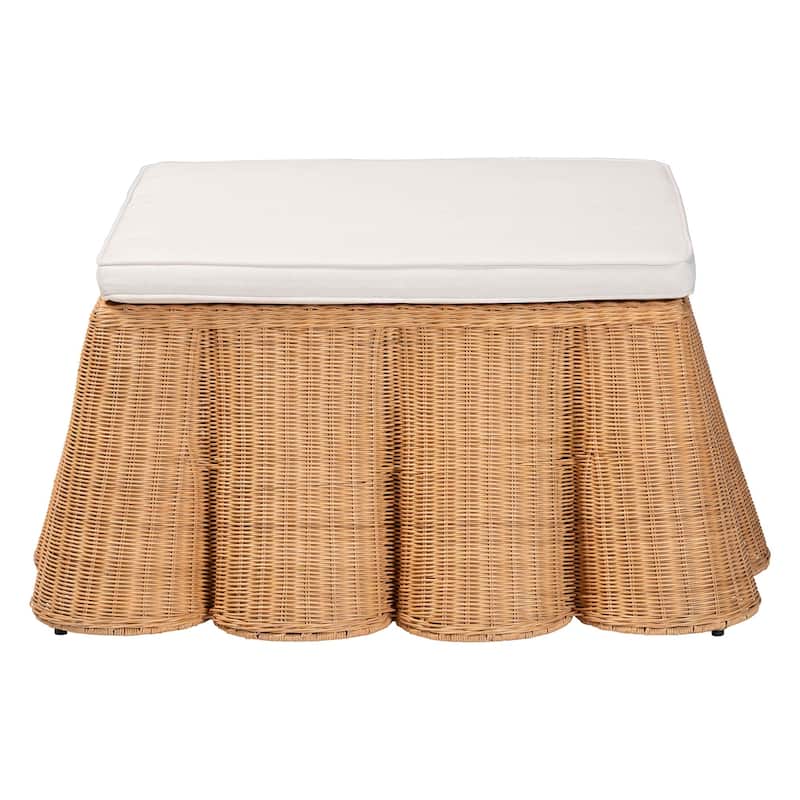 Palm Scallop Natural Rattan Ottoman With Cushion Handwoven Wicker palm-scallop-natural-rattan-ottoman-with-cushion-handwoven-wicker