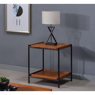 Rectangular End Table : Storage Open Compartment Coffee Table Honey Oak ...