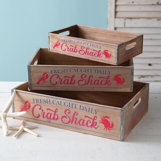 Set of Three Crab Shack Crates - Largest crate: 18" W x 11.5" D x 5" H ...