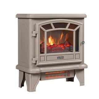 Infrared Quartz Electric Fireplace Stove Heater, Cream - Bed Bath ...