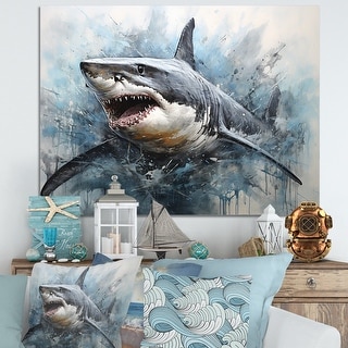 Designart "Minimalism Blue Shark Painting" Sharkwall Art - Bed Bath ...