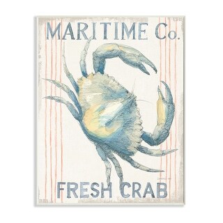 Stupell Nautical Crab Maritime Seafood Sign Pastel Watercolor Wood Wall ...