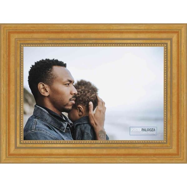 21x17 Traditional Gold Complete Wood Picture Frame with UV Acrylic ...