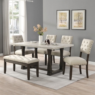 6 Person Dining Table Set, 60 inch Kitchen Table Set for 6 People - Bed ...