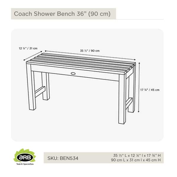 Teak Shower Bench Coach 36" (90 cm) - Bed Bath & Beyond - 39190059