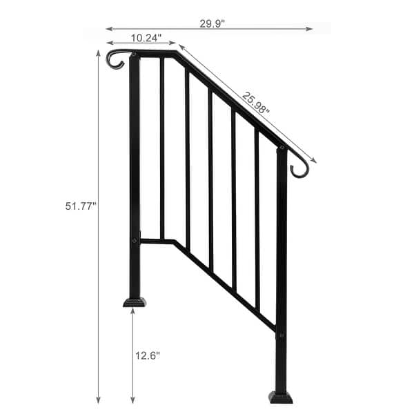 Matte Black Outdoor 2-Step Iron Handrail - Bed Bath & Beyond - 36646261