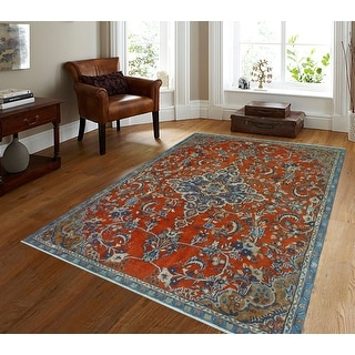 Noori Rug Fine Vintage Distressed Adom Rust/Blue Rug - 5'4" x 7'9 ...