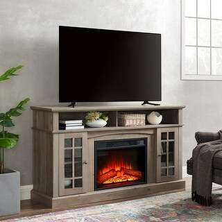 TV Stand with 23" Fireplace Inset and Storage Space for TV Up to 65 ...