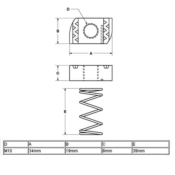 10 Pcs M10 304 Stainless Steel Long Spring Channel Nuts for B-Line ...