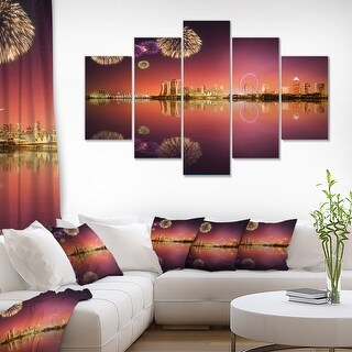 Designart "Singapore Manina Bay View" Sea & Shore Cityscapes ...