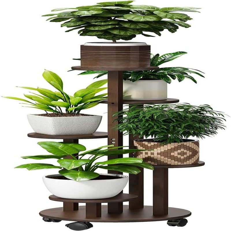 5 Tier Plant Stand Indoor Wood and Black - Bed Bath & Beyond - 39203024