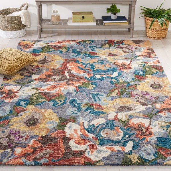 SAFAVIEH Handmade Blossom Brunhilda French Country Floral Wool Rug ...