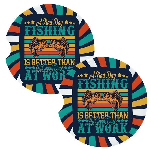 A Bad Day Fishing Better Than Day At Work Coasters for Car Cup Holders ...