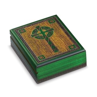 Curata Handcrafted Carved Wood Green Celtic Cross Box - Bed Bath ...