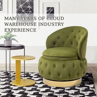 Green Velvet Fabric 360 Degree Swivel Accent Storage Chairs with Wide ...