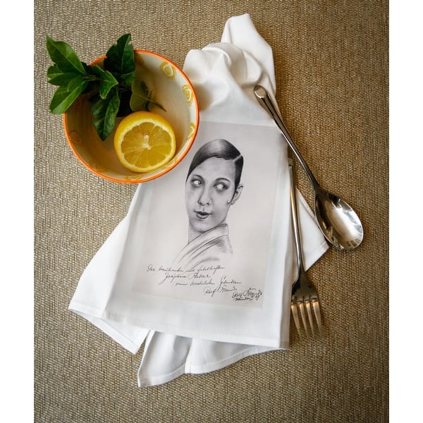 Josephine Baker Pencil Drawing Signed Dedication (100% Cotton Towel ...