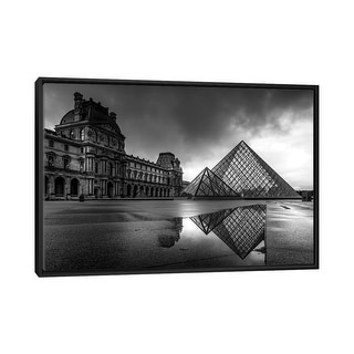iCanvas "Pyramide Du Louvre, Paris B&W" by Jerome Labouyrie Framed ...