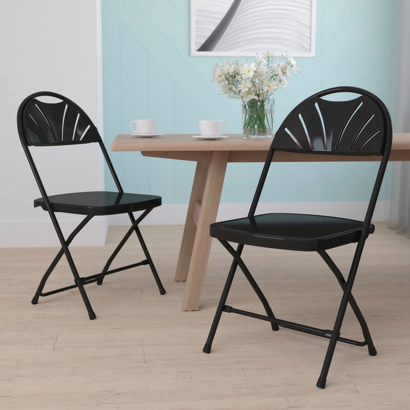 Plastic Fan Back Folding Chair (Set of 2) - Overstock - 29341962