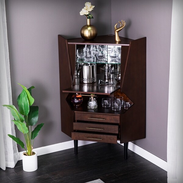 SEI Furniture Haramsoya Dark Tobacco Geometric Corner Bar Cabinet On Sale Bed Bath Beyond 22833509