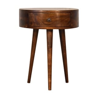 Artisan Furniture Solid Wood Curved Dark Walnut Nightstand - Bed Bath ...
