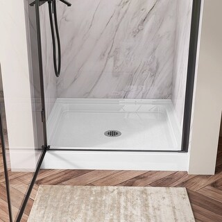 36" D X 36" W Acrylic Single Threshold Drop-In Shower Base with Center ...