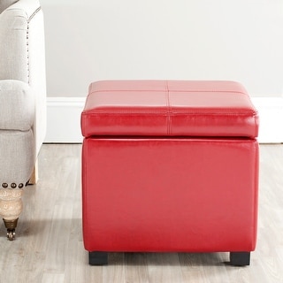 SAFAVIEH Broadway Red Leather Storage Ottoman - Bed Bath & Beyond - 5880662
