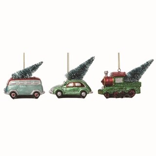 Transpac Resin Multicolor Christmas Transportation with Tree Ornaments ...