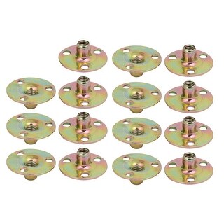 M6x25x1.2mm Carbon Steel Zine Plated Round Base Screw-On Tee Nut 15pcs ...