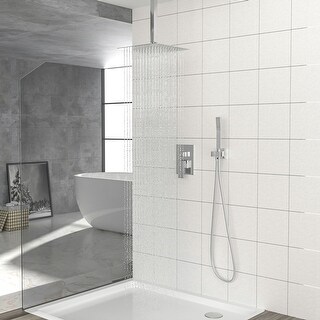 Chrome Top Mount Dual Shower Heads with Rough-In Valve Body and Trim ...