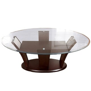 Wooden Dining Table with Glass Top and Flared Pedestal Base, Brown ...