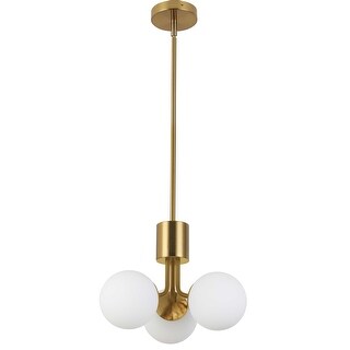 3 Light Halogen Pendant Aged Brass with White Opal Glass - Bed Bath ...